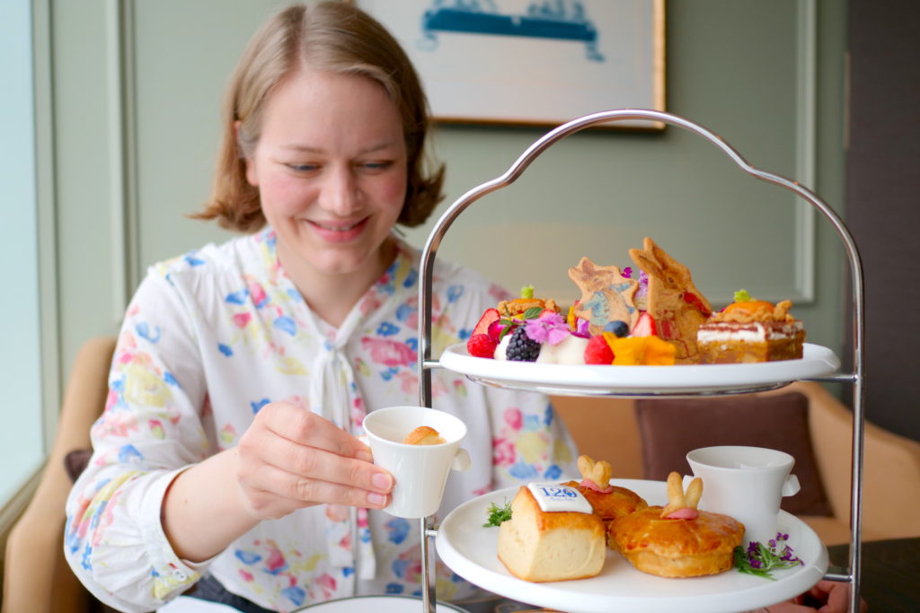 Sublime afternoon tea overlooking a Japanese garden with a waterfall ...